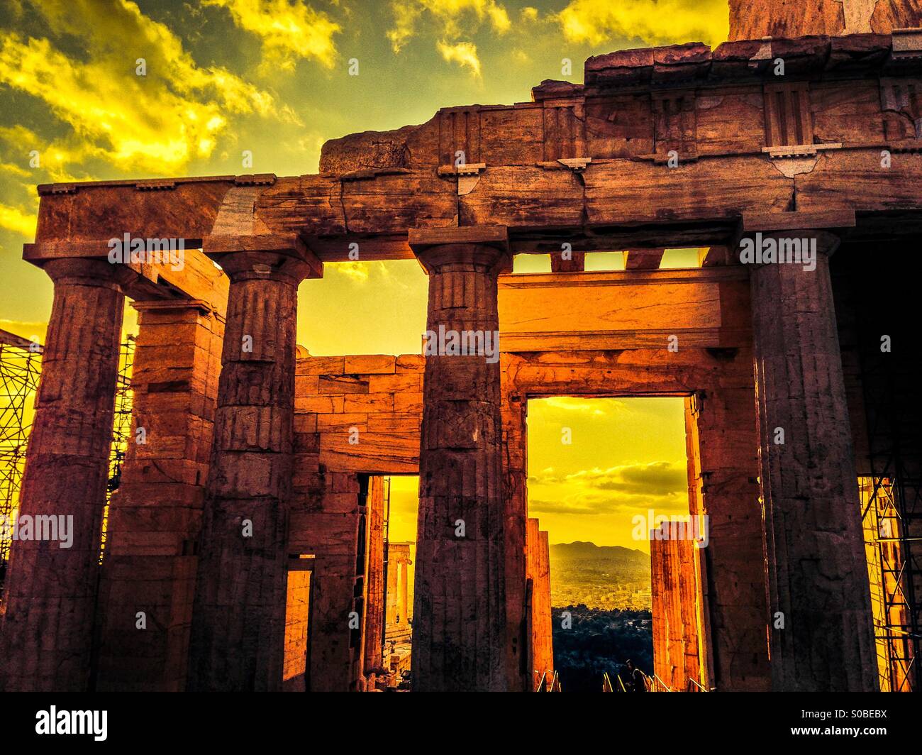 Sunset. Parthenon, athens Stock Photo - Alamy