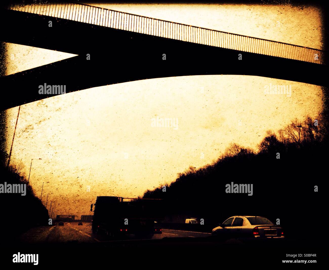 Overhead bridge over road, Dartford, Kent, England, United Kingdom ...