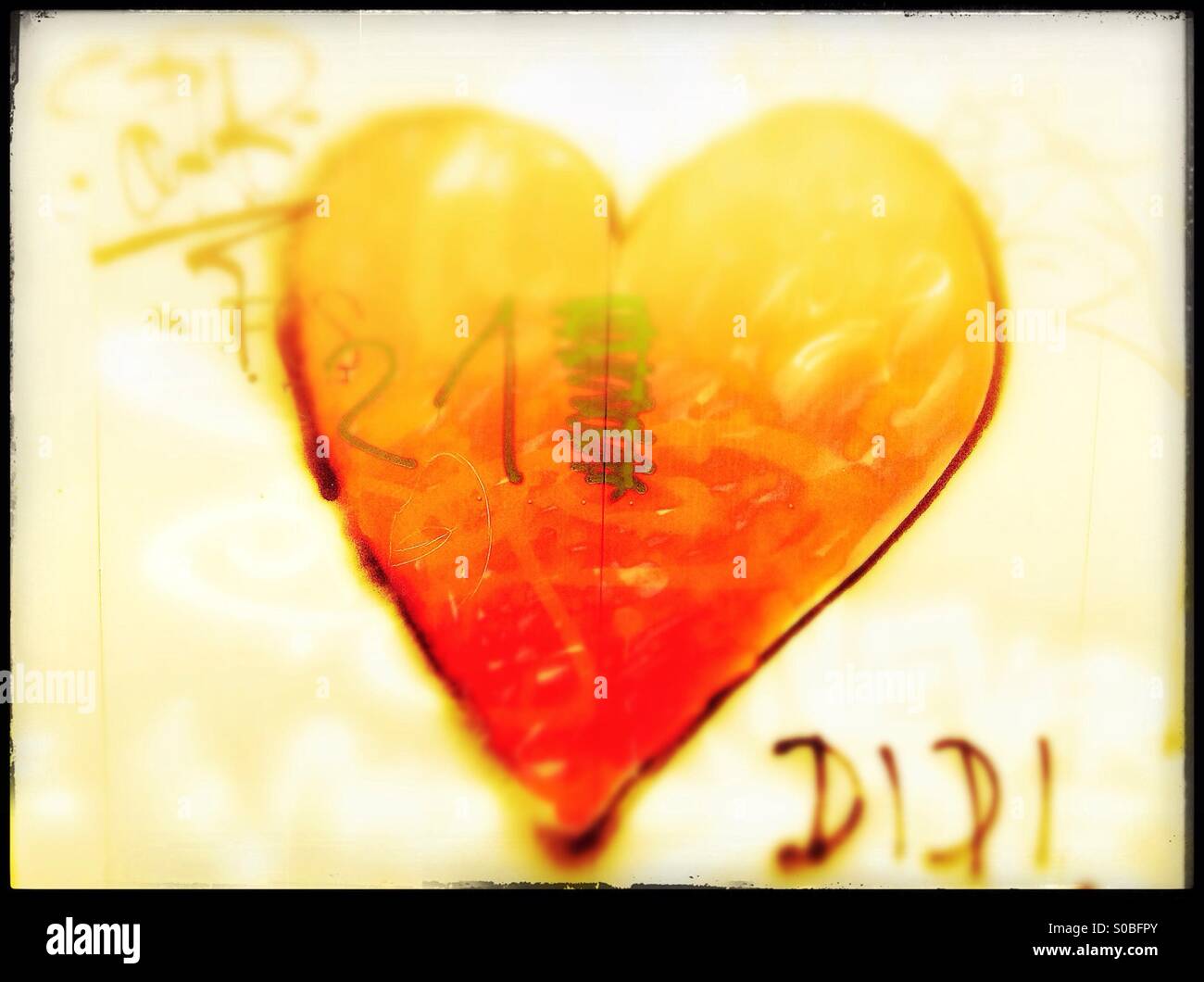 Painted Heard on a wall symbol of love Stock Photo - Alamy