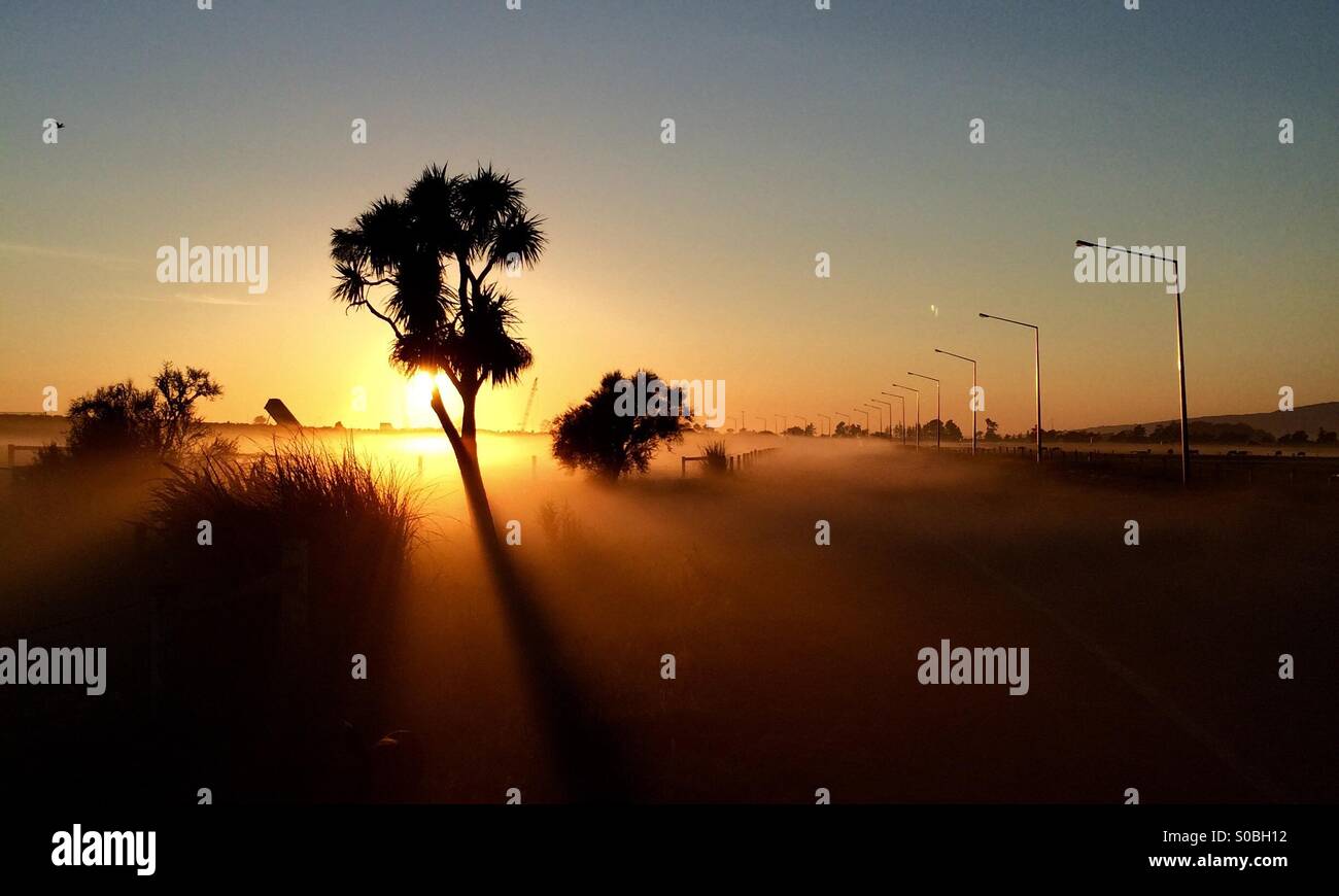 Sunrise down the road Stock Photo - Alamy