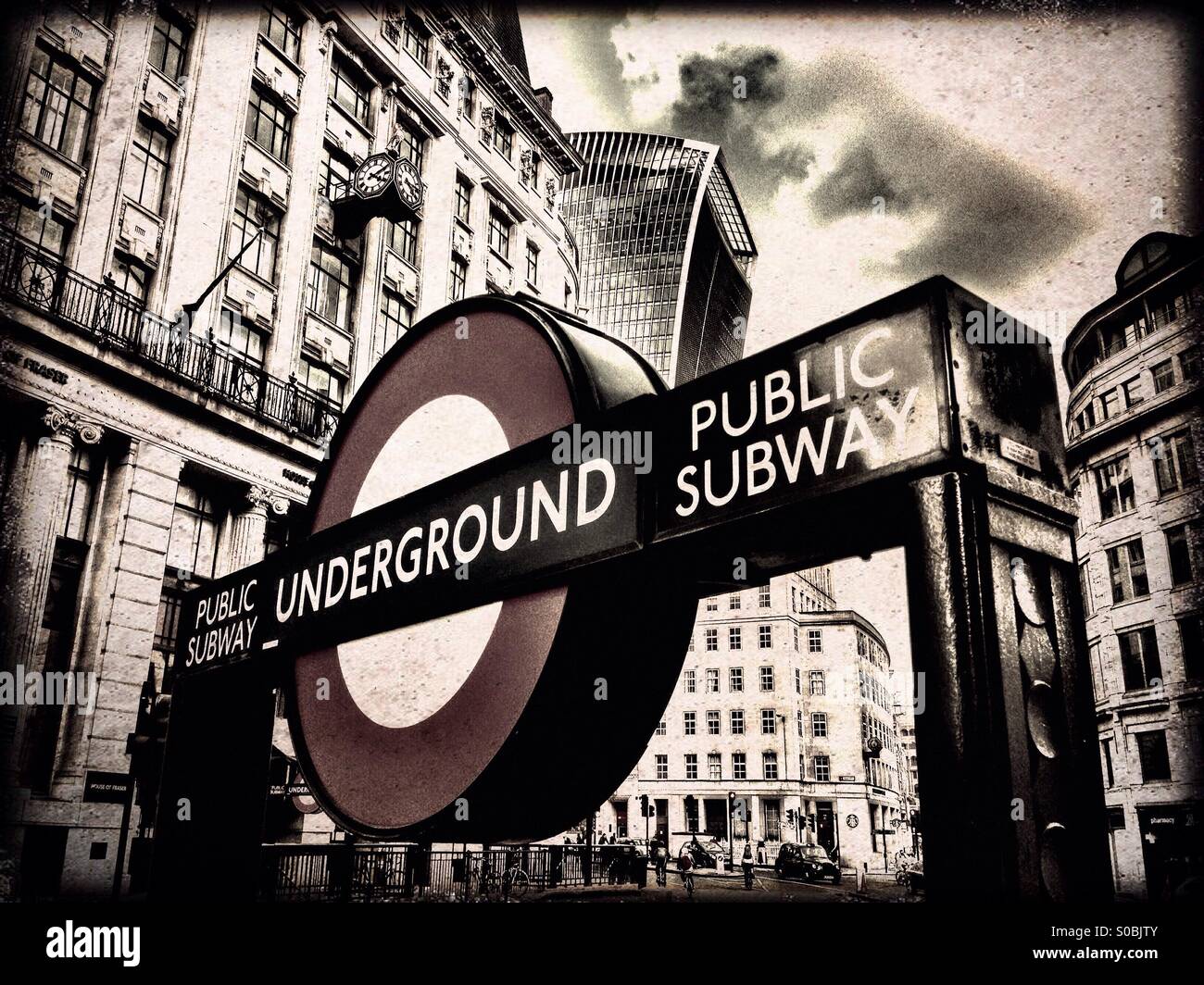 Monument underground station roundel, City of London, Central London ...