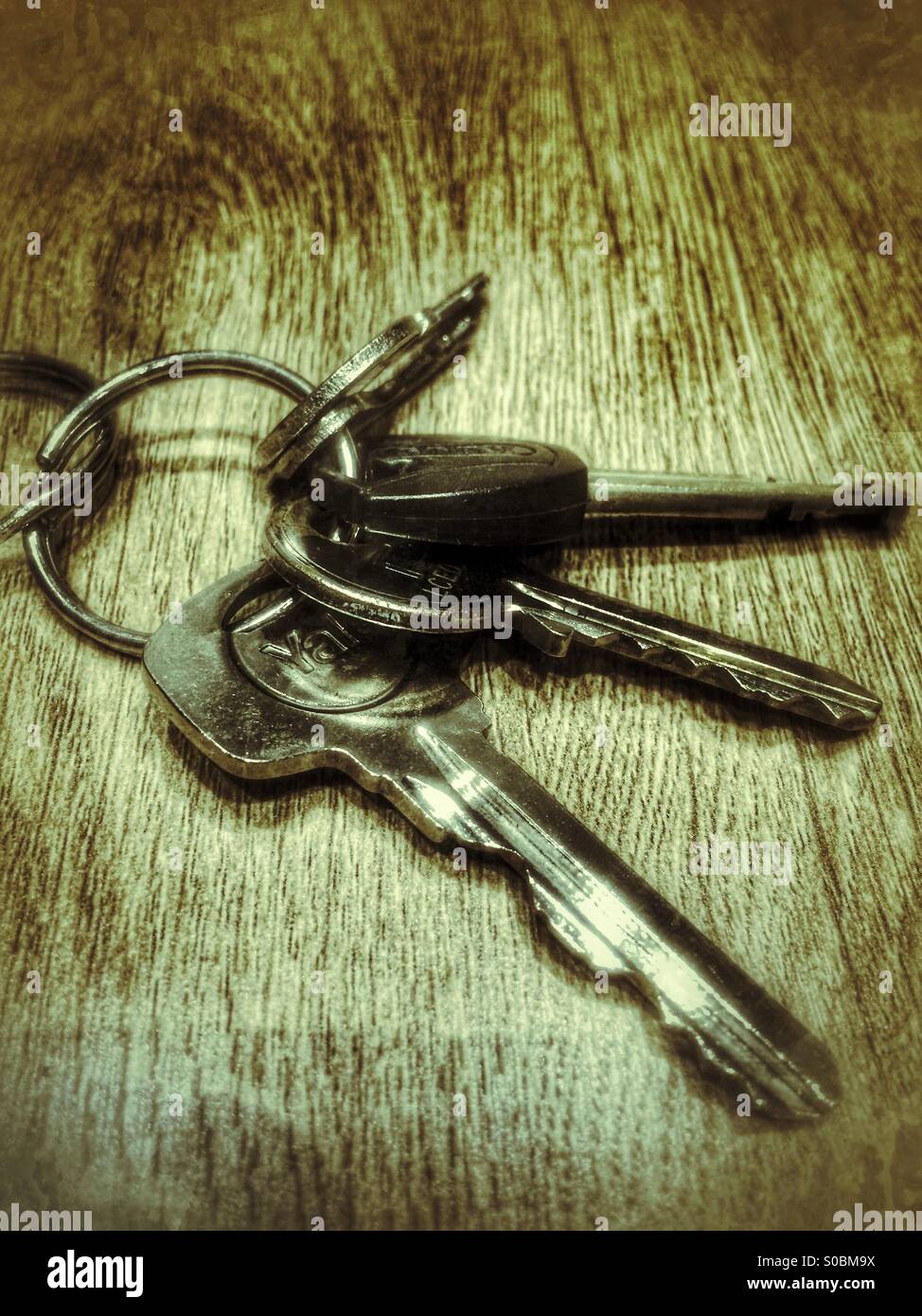 Bunch of keys on a keyring Stock Photo - Alamy