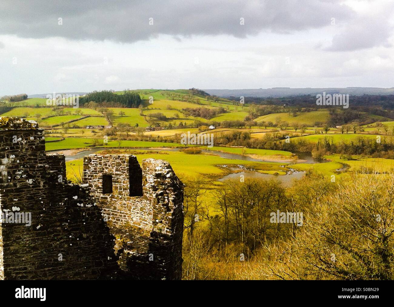 Scenic view from a castle in Wales Stock Photo - Alamy