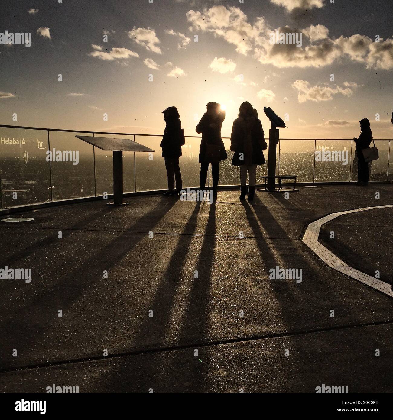 Silhouette Group People Watching Sunset High Resolution Stock ...