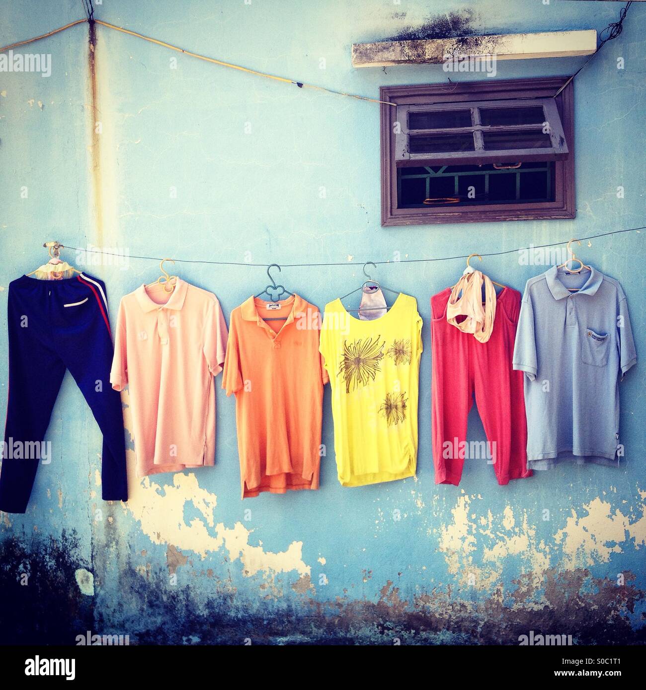 Washing Line Hanging In The Street High Resolution Stock Photography ...
