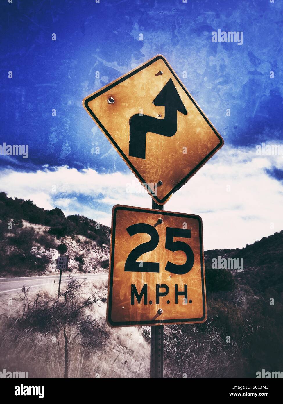 Highway sign bullet Stock Photo - Alamy