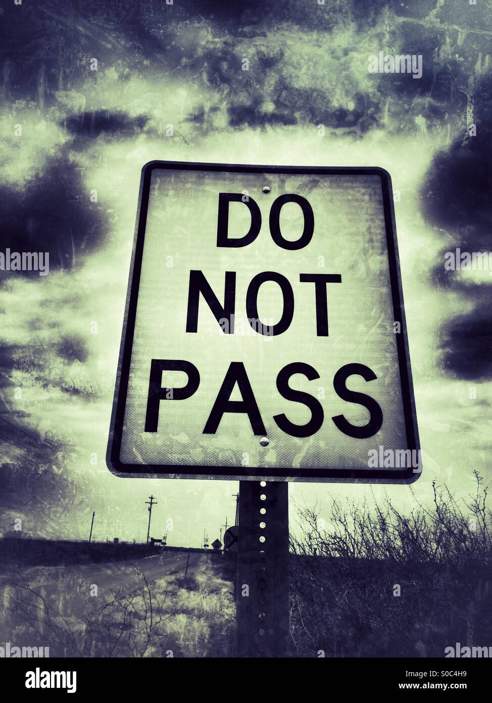 Highway warning sign Stock Photo - Alamy