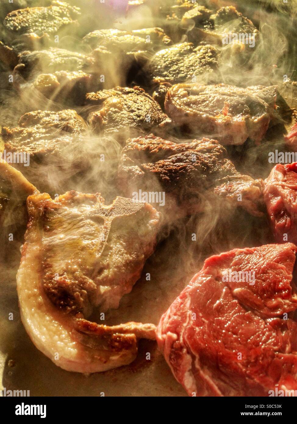 Scotch fillet on the BBQ Stock Photo - Alamy
