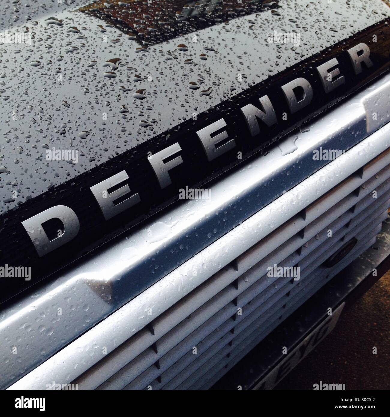 Land Rover Defender grill Stock Photo - Alamy