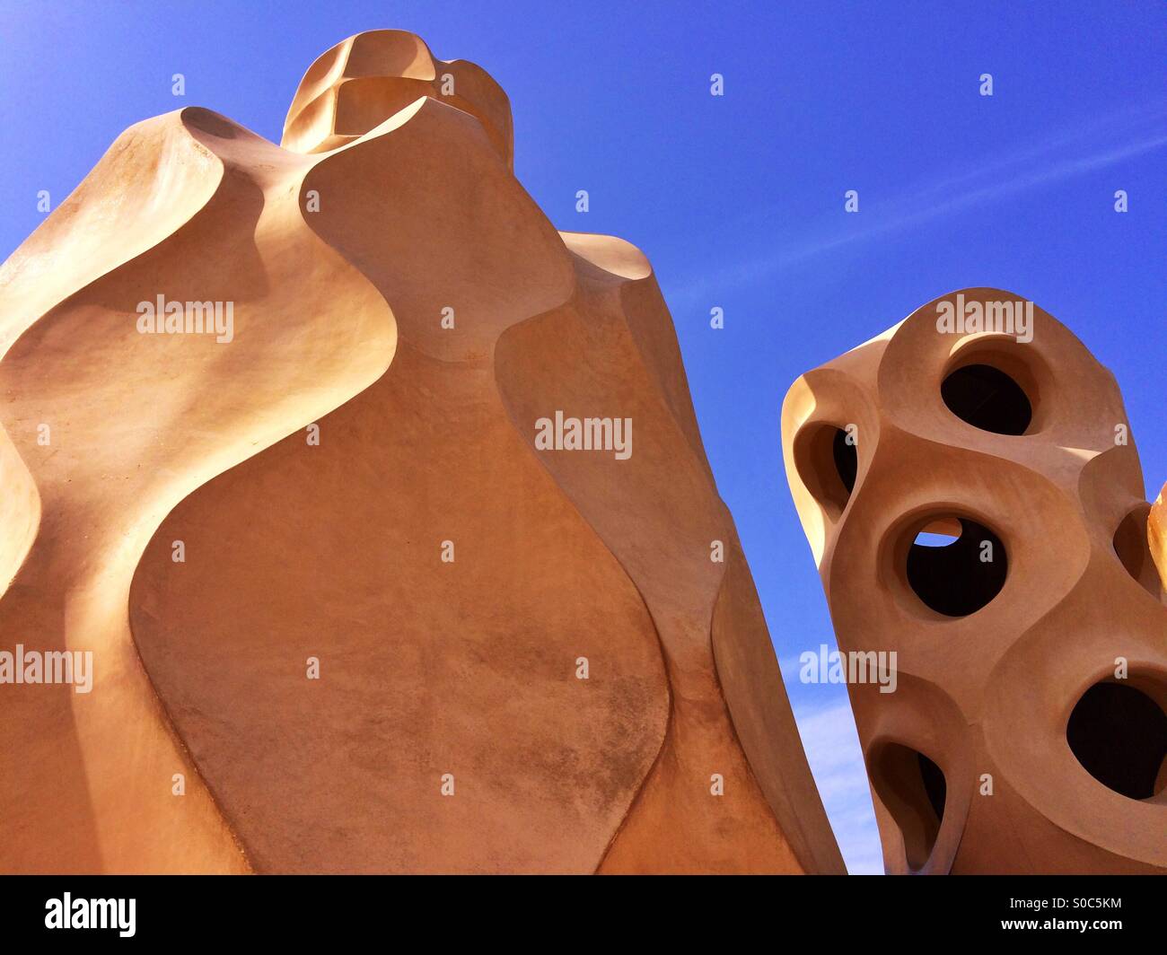 Casa Milà roof tower by Antoni Gaudí Stock Photo - Alamy