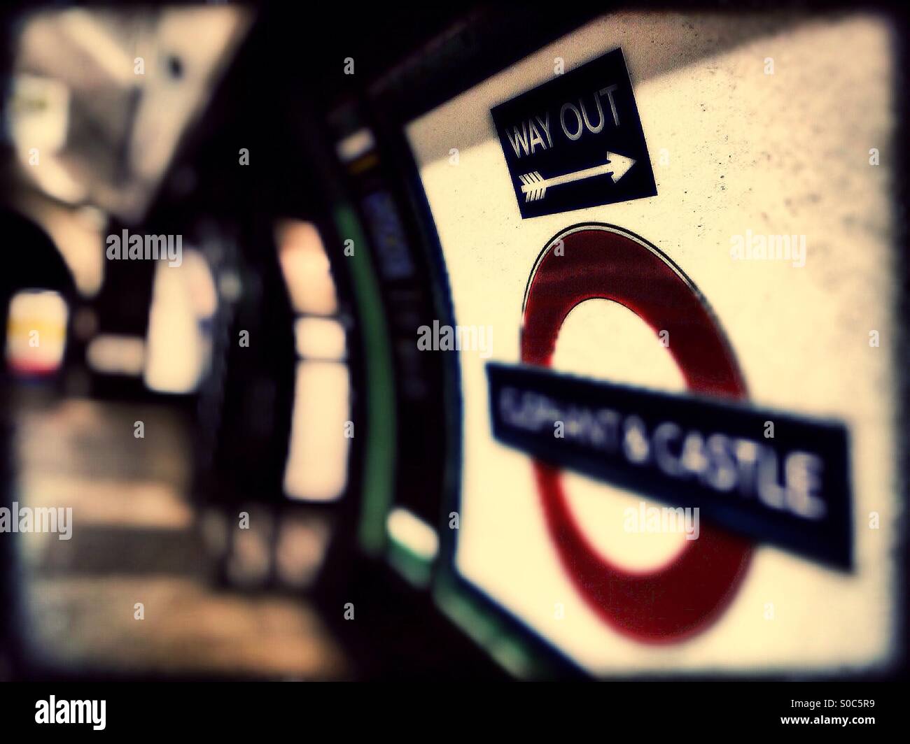 Way out sign, Elephant & Castle underground station, London Borough of ...