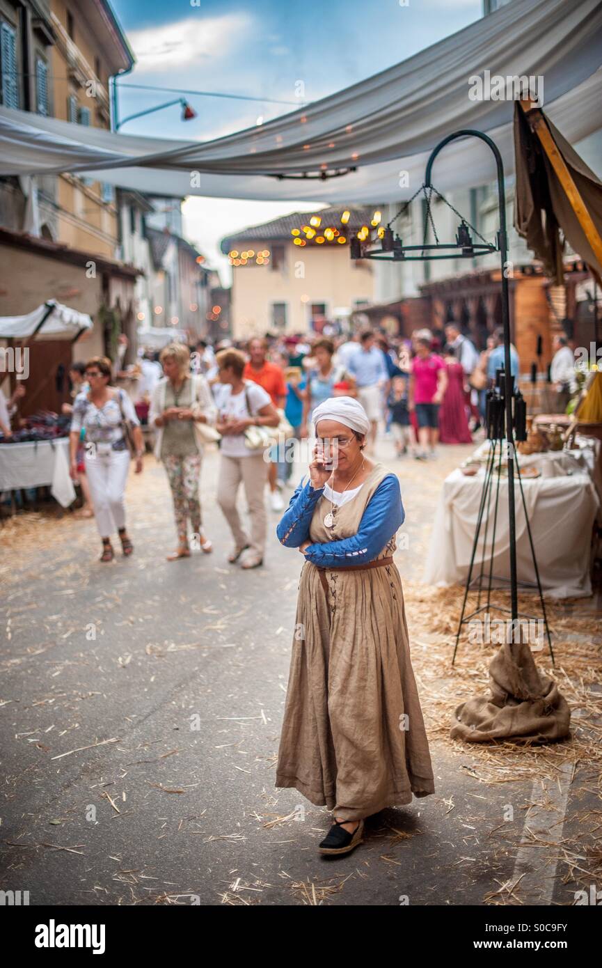 Medieval woman at phone Stock Photo - Alamy
