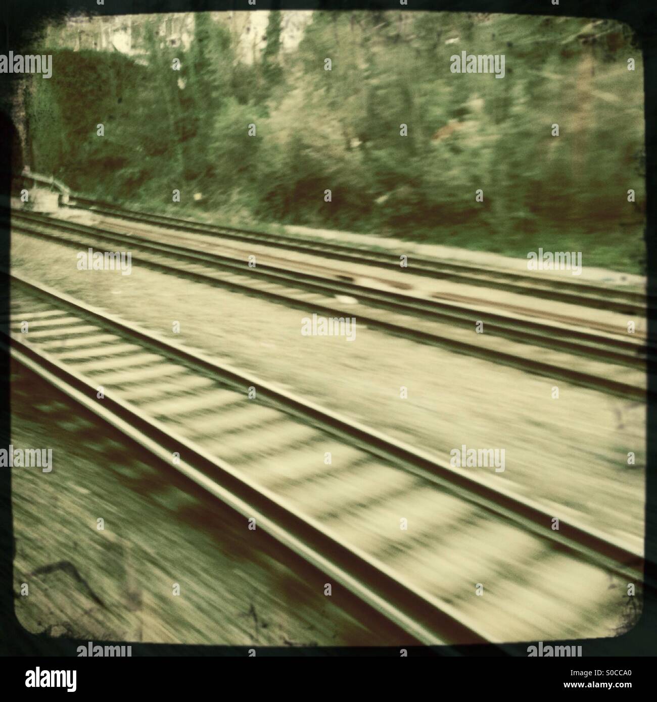 Train tracks - moving fast Stock Photo - Alamy