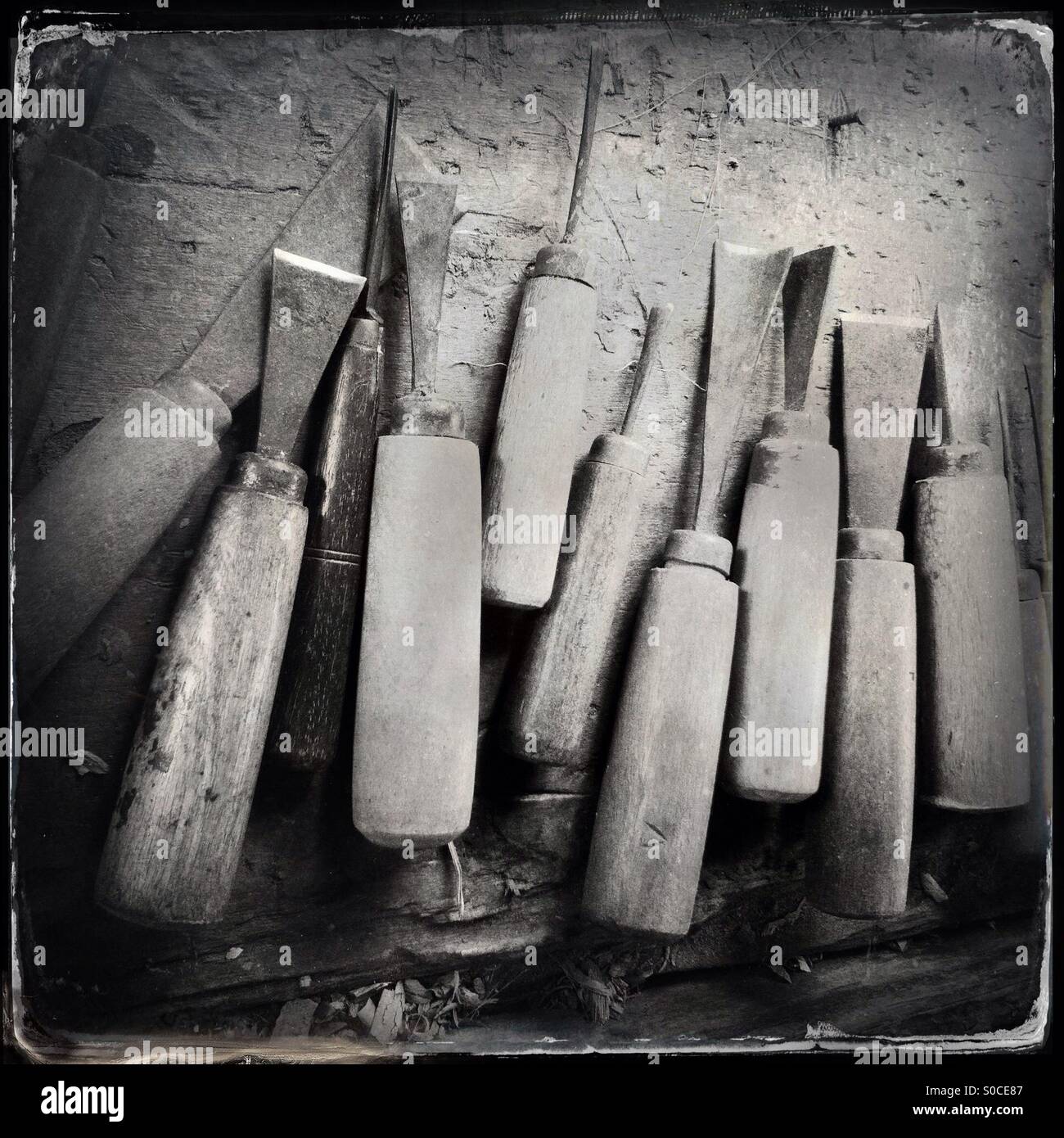 Wood carving tools, Vietnam Stock Photo - Alamy