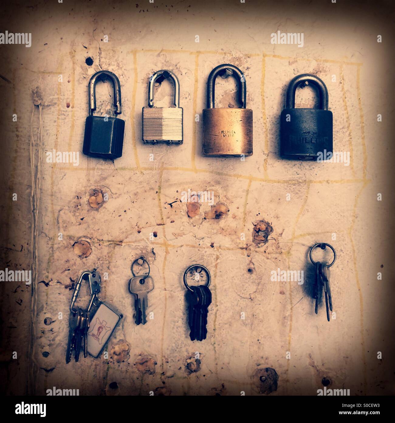 locks on the wall Stock Photo - Alamy