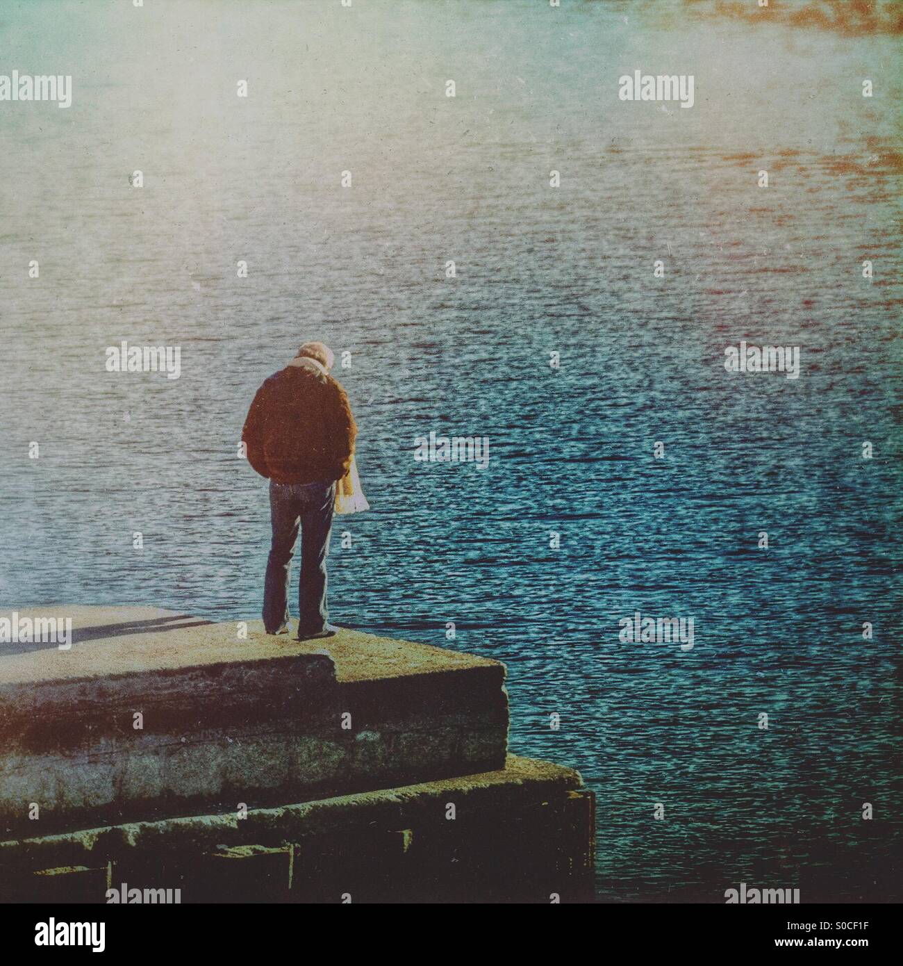 Old Man reflecting Stock Photo - Alamy