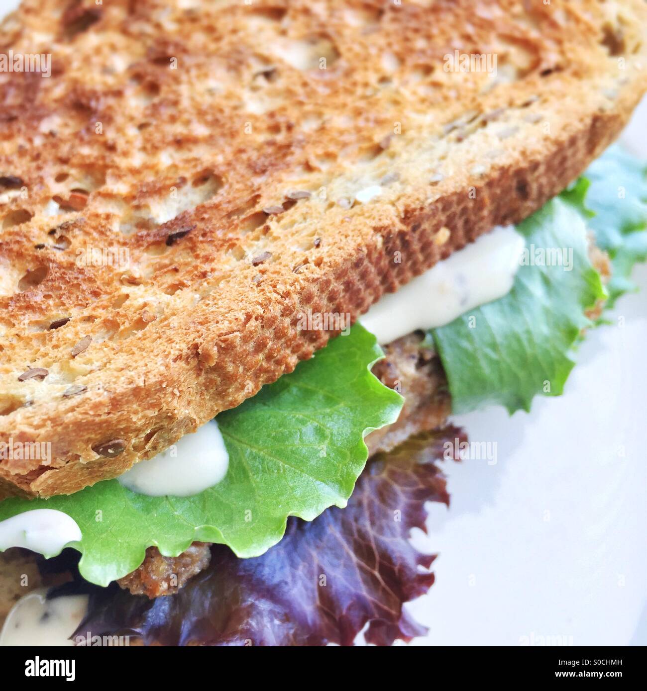 Healthy homemade burger in a toast Stock Photo - Alamy