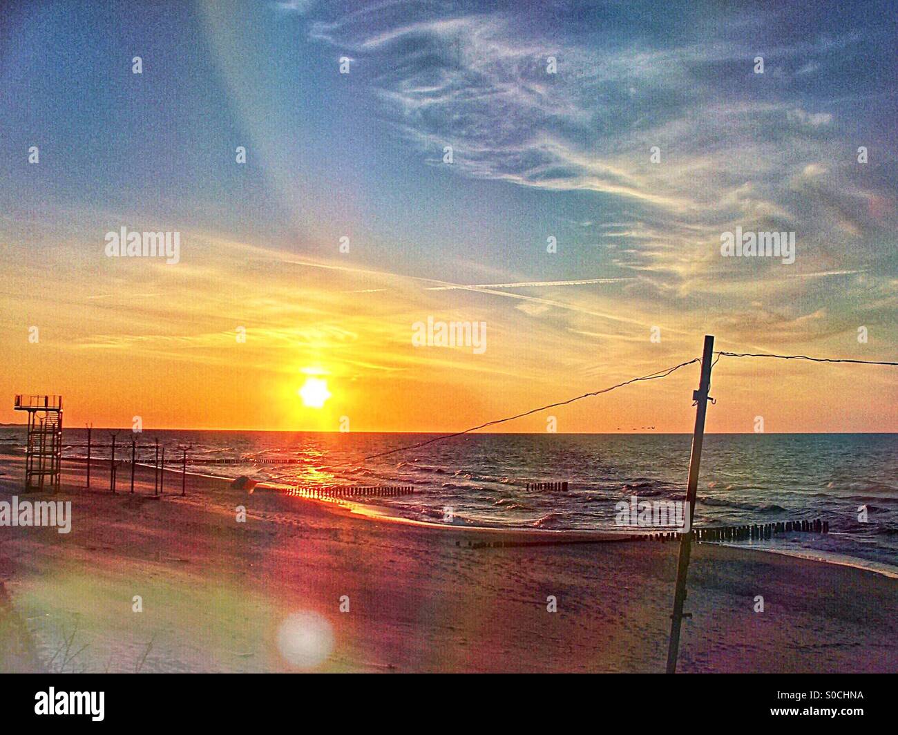 Beach Sunset Landscape Stock Photo - Alamy