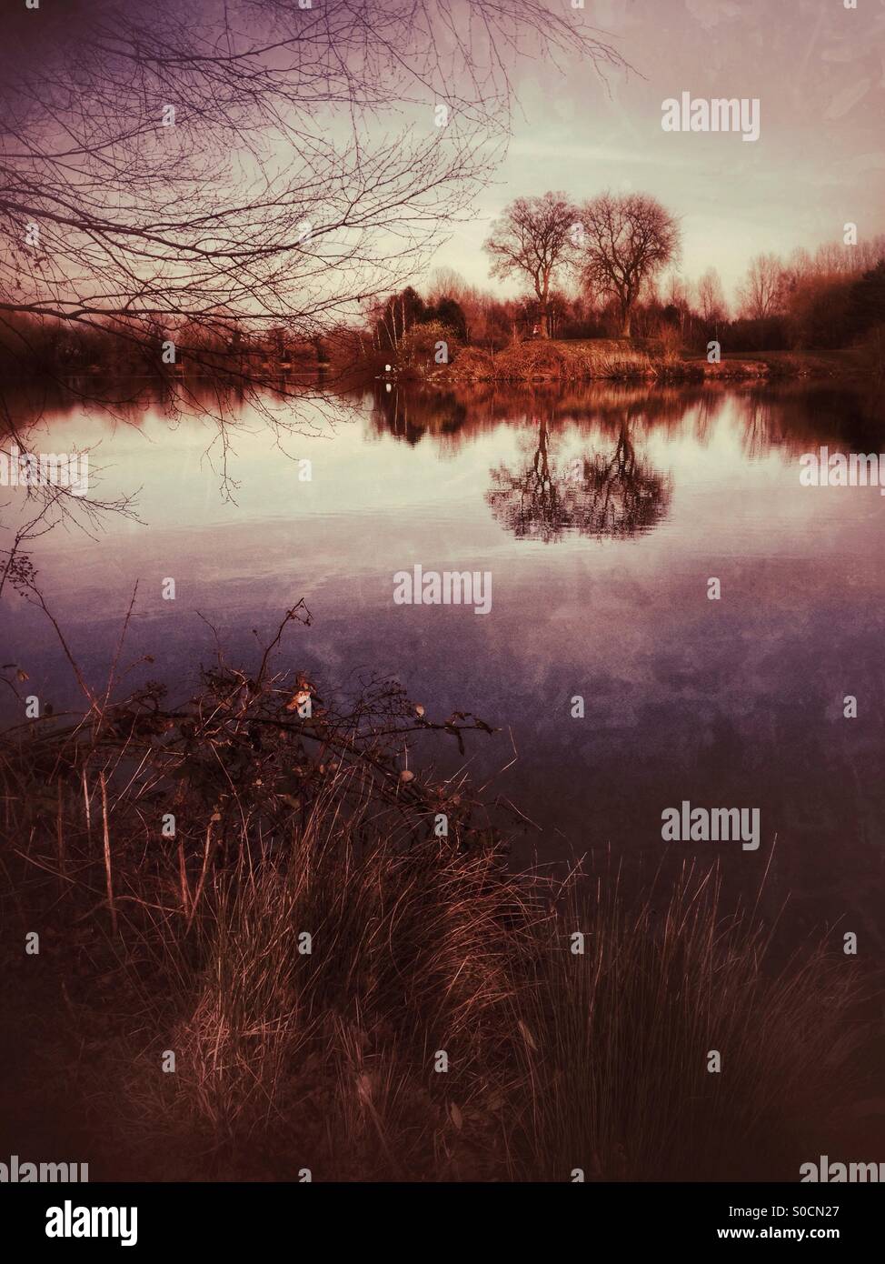 Evening lakeside view. Ancaster, Lincolnshire, England Stock Photo - Alamy