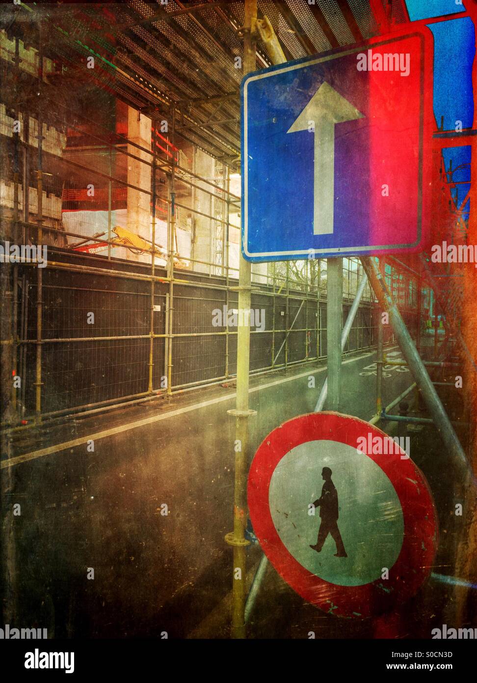 No passage sign near construction works Stock Photo - Alamy