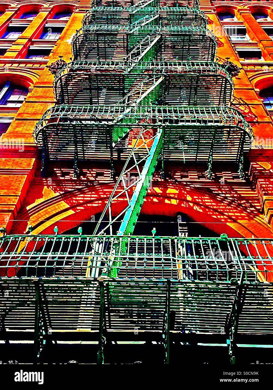 Fire escape on Puck Building, SoHo, NYC Stock Photo - Alamy