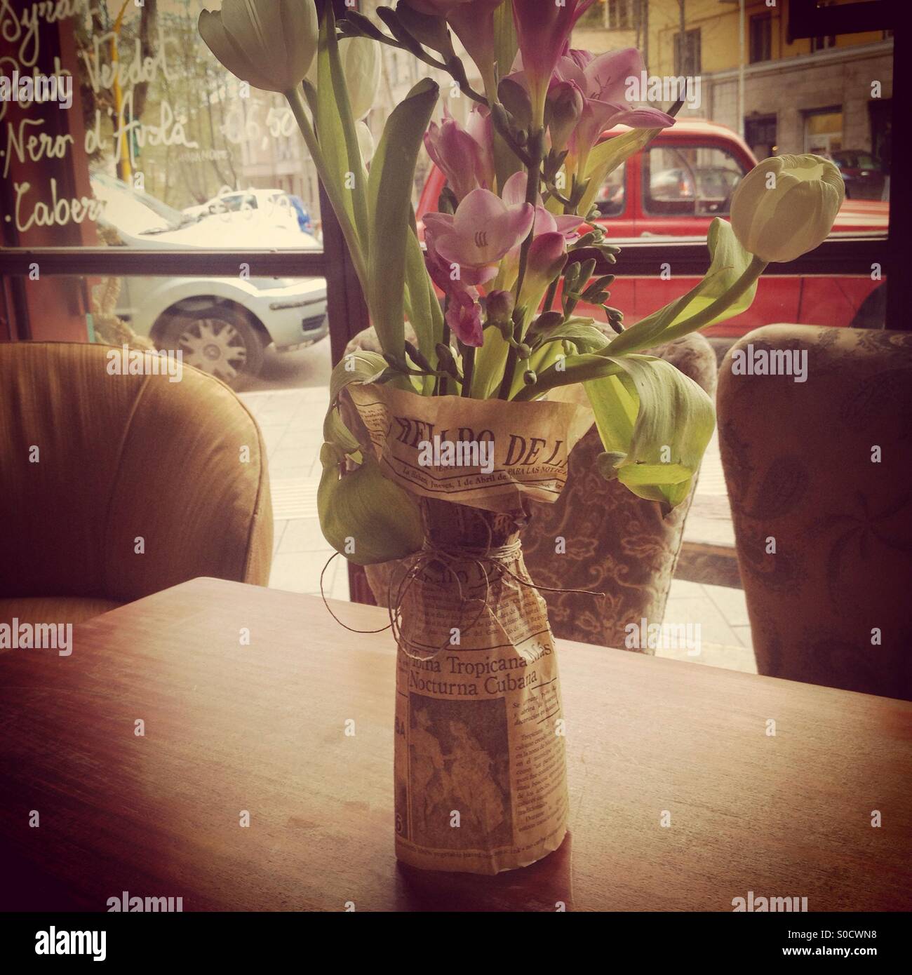 Flowers Wrapped In Newspaper High Resolution Stock Photography and ...