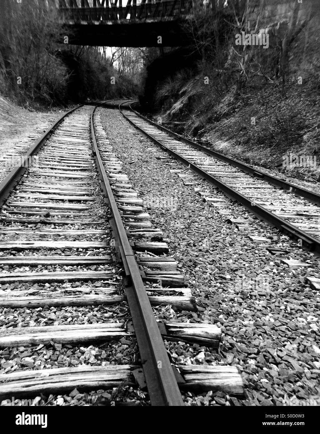 B&W double tracks Stock Photo - Alamy