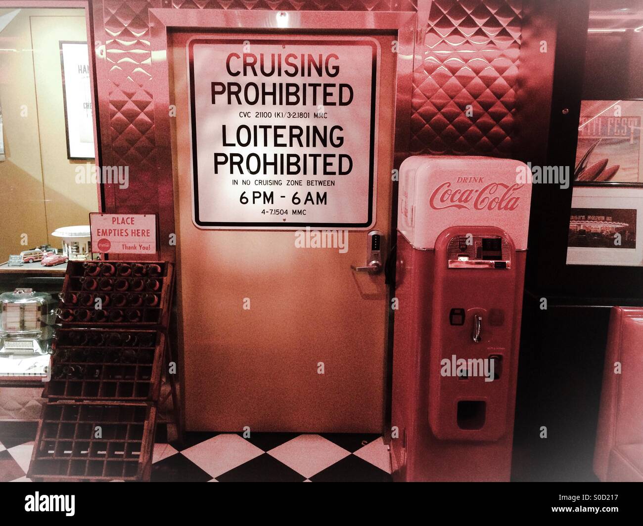 A Cruising Prohibited traffic sign in the American Graffiti exhibit at ...