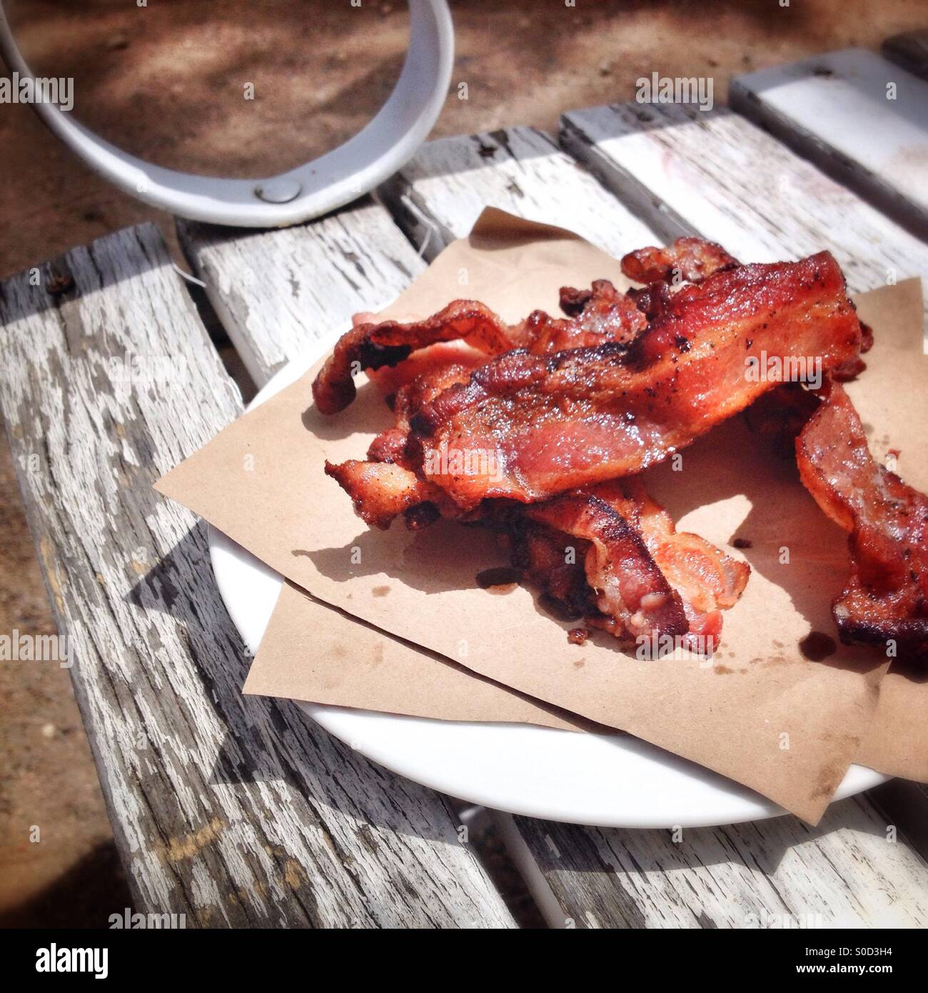 Plate of bacon Stock Photo - Alamy