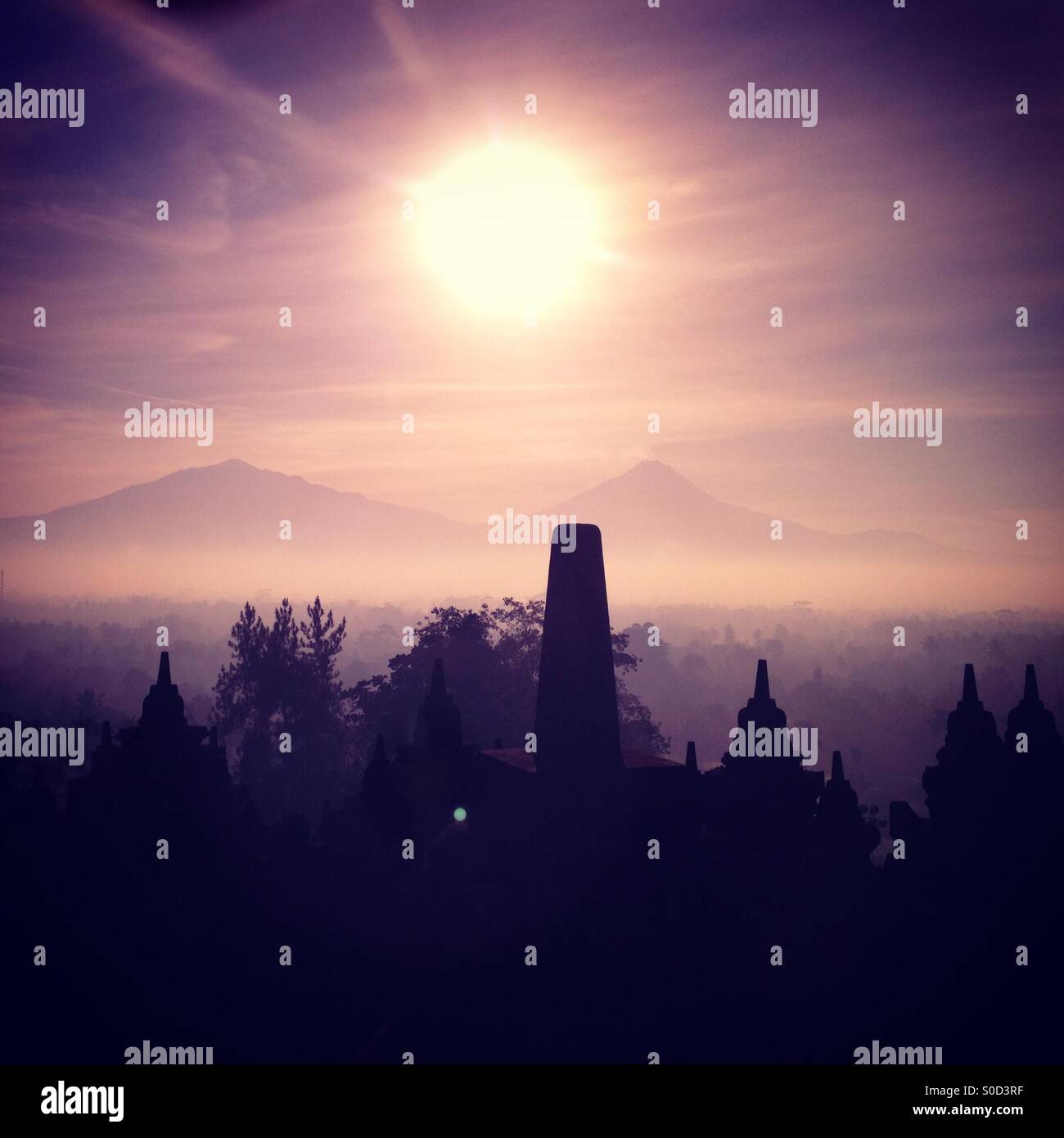 Sunrise over borobudur temple hi-res stock photography and images - Alamy