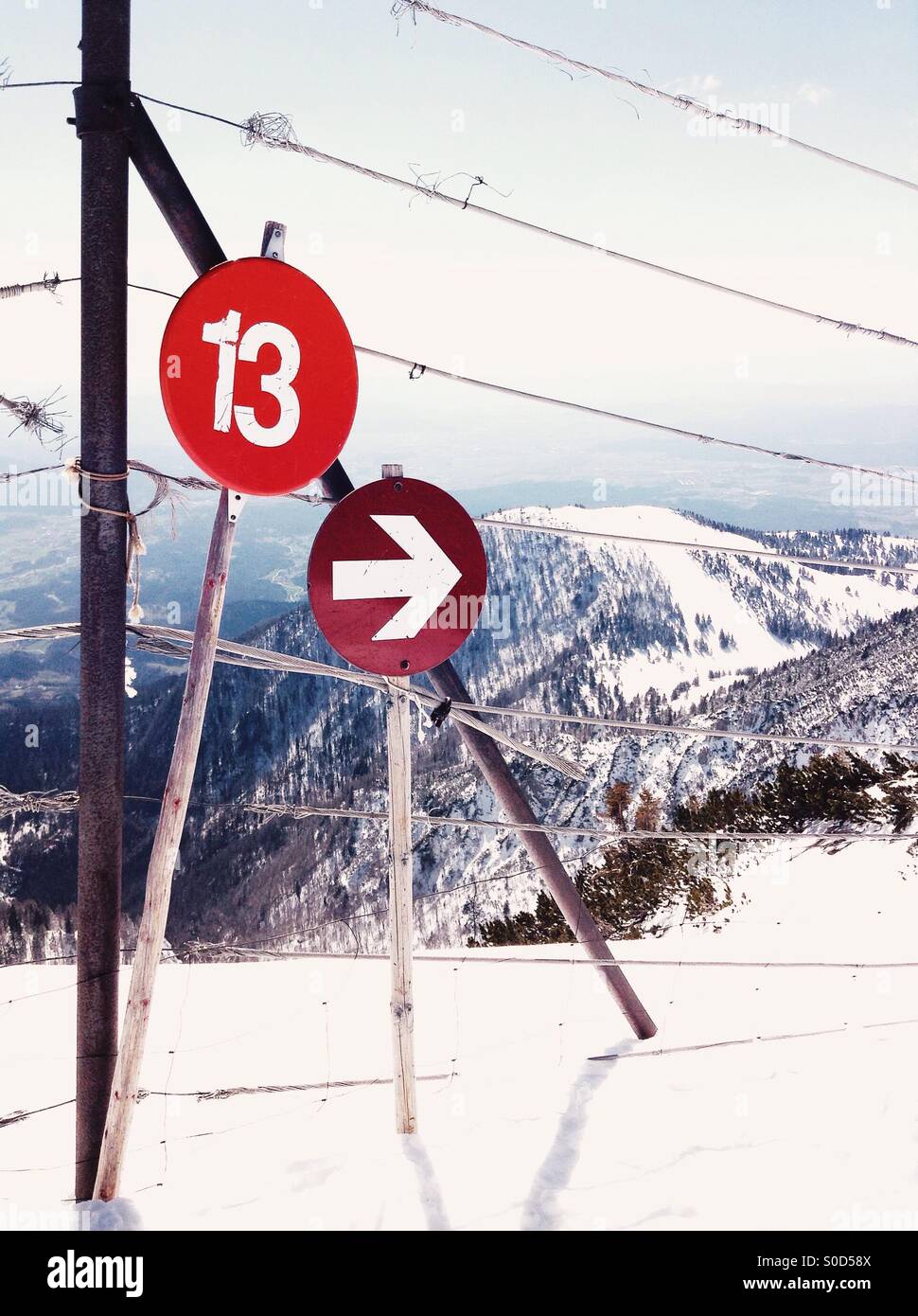 Signs on a mountain Stock Photo - Alamy