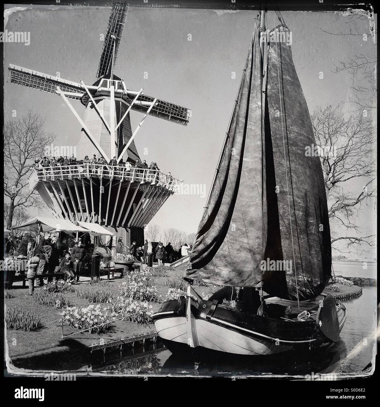 The mill and the boat Stock Photo - Alamy