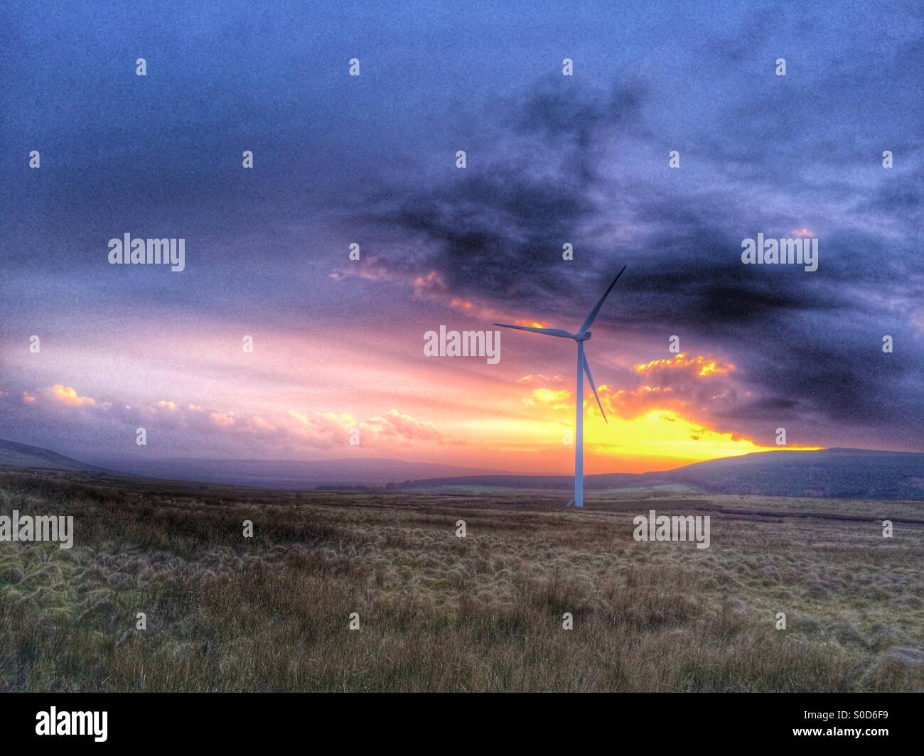 Wind turbine sunset clouds hi-res stock photography and images - Alamy