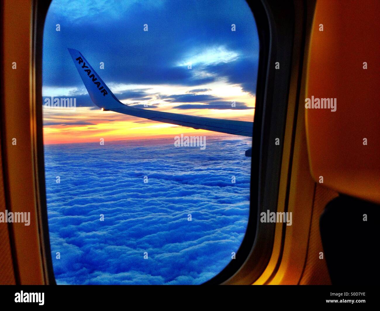 View From Airplane Window Sunset