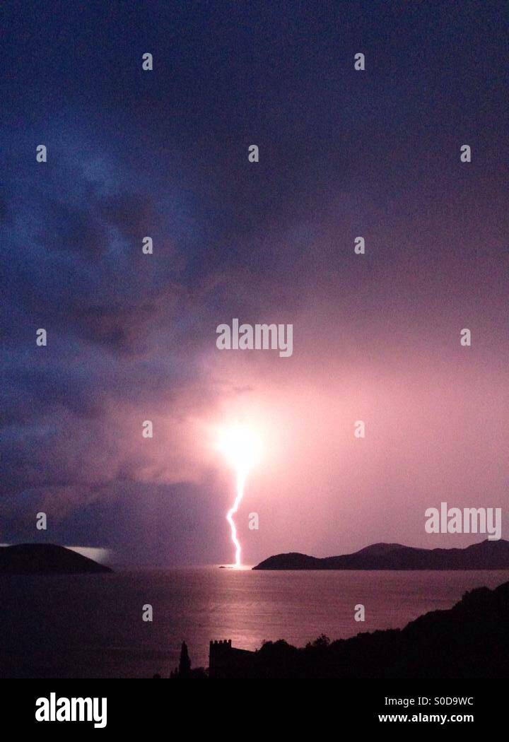 Lightning over the sea Stock Photo - Alamy