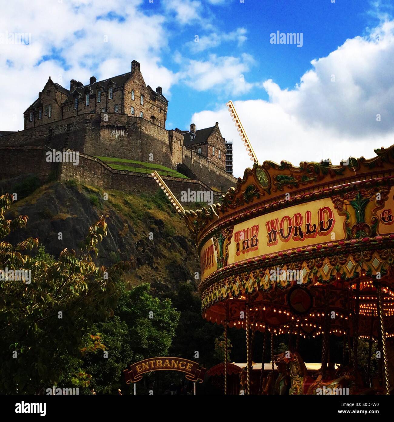 Carousel below Edinburgh Castle, Scotland Stock Photo - Alamy