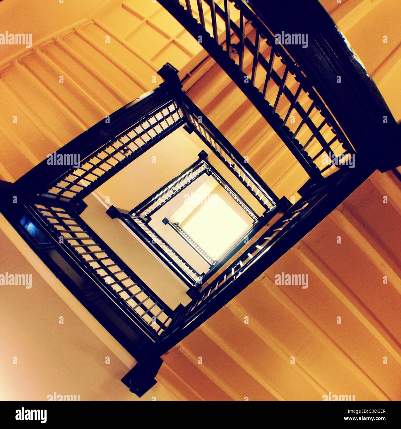 Square spiral staircase Stock Photo - Alamy