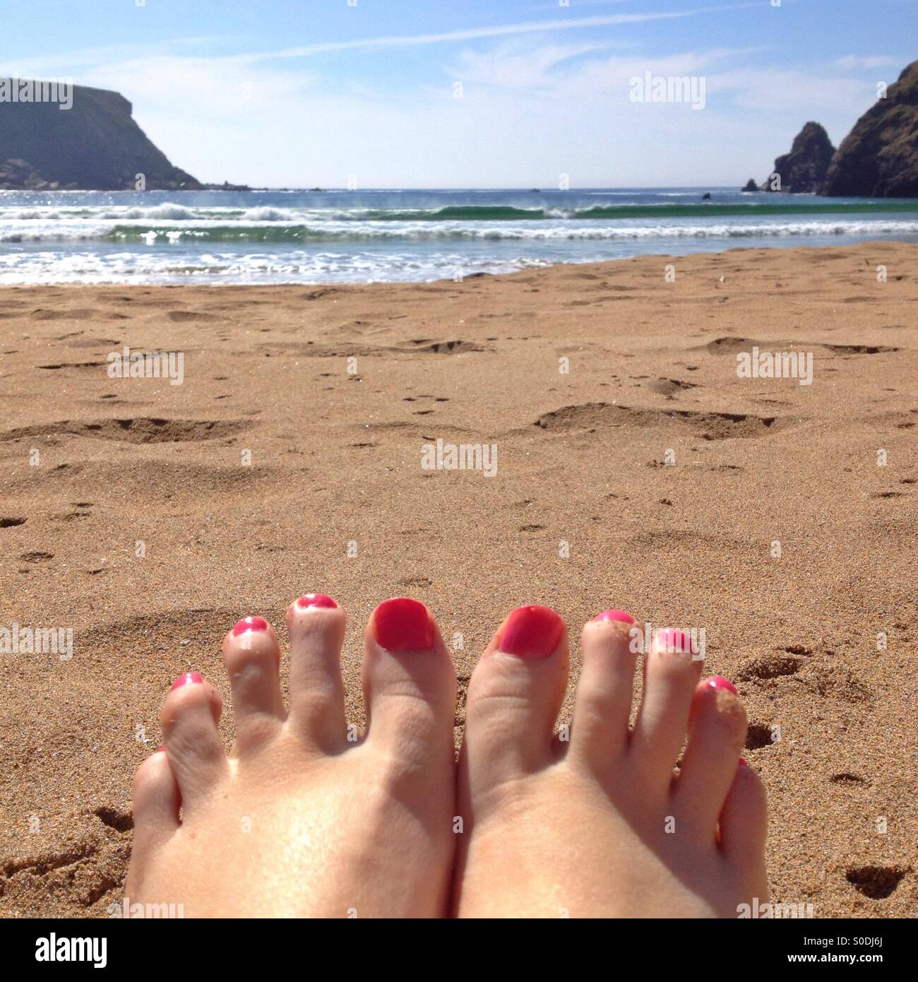 Woman top view feet hi-res stock photography and images - Alamy