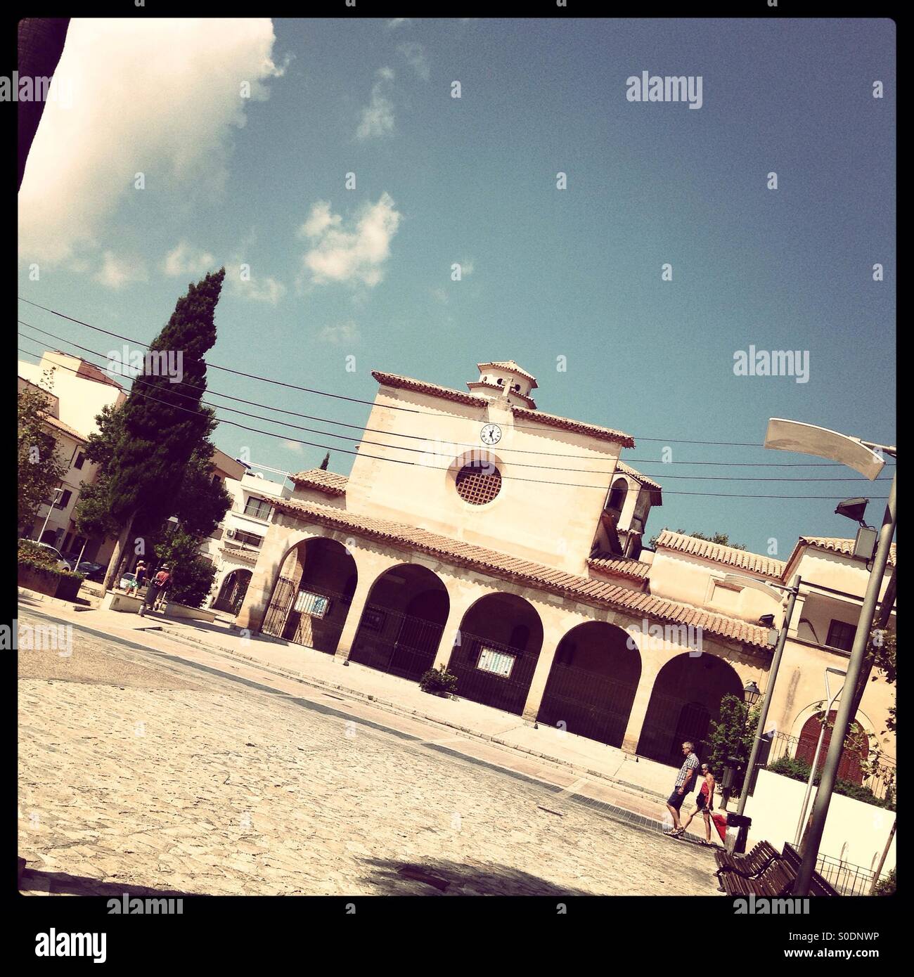 Puerto Pollensa Church Stock Photo - Alamy