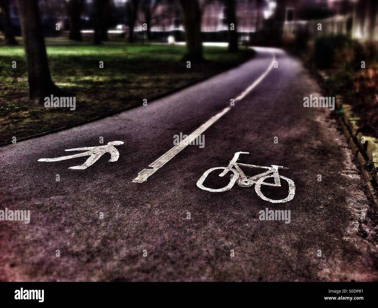 Cycle pedestrian route sign hi-res stock photography and images - Alamy