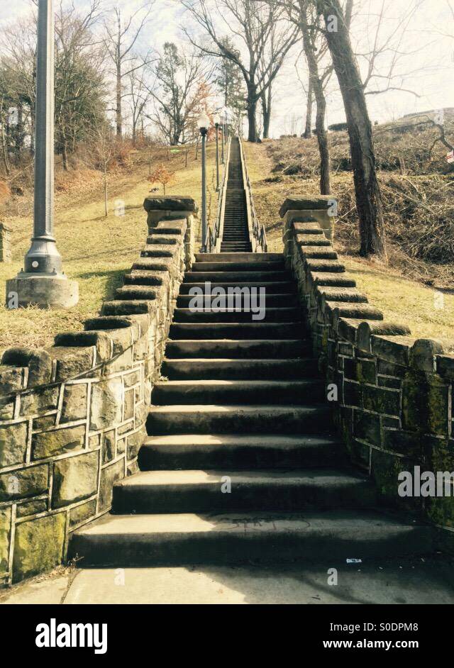 Lots of stairs outside on a hill Stock Photo - Alamy
