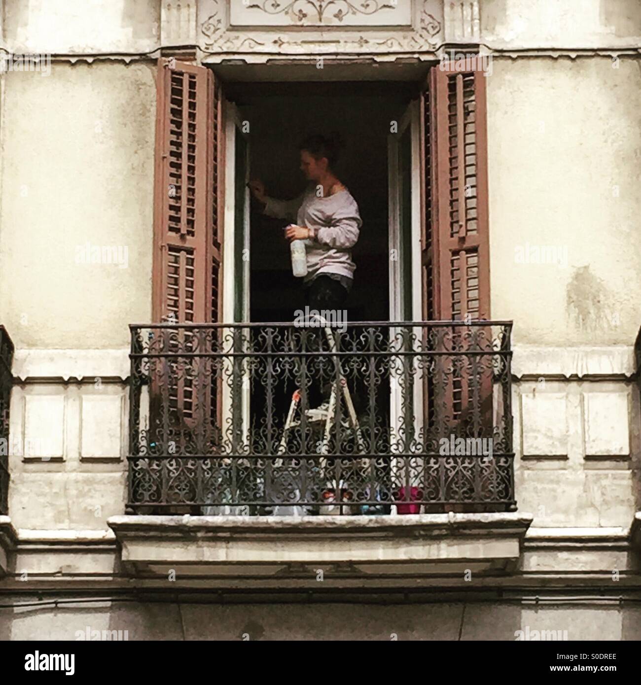 Madrid window stripping Stock Photo - Alamy