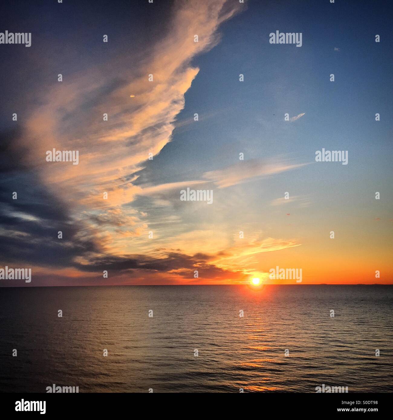 Sunset over the sea, Borth, Wales Stock Photo - Alamy