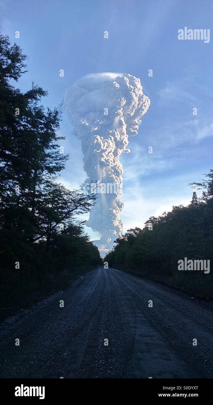 Smoke column rising from Calbuco volcano in Chile Stock Photo - Alamy