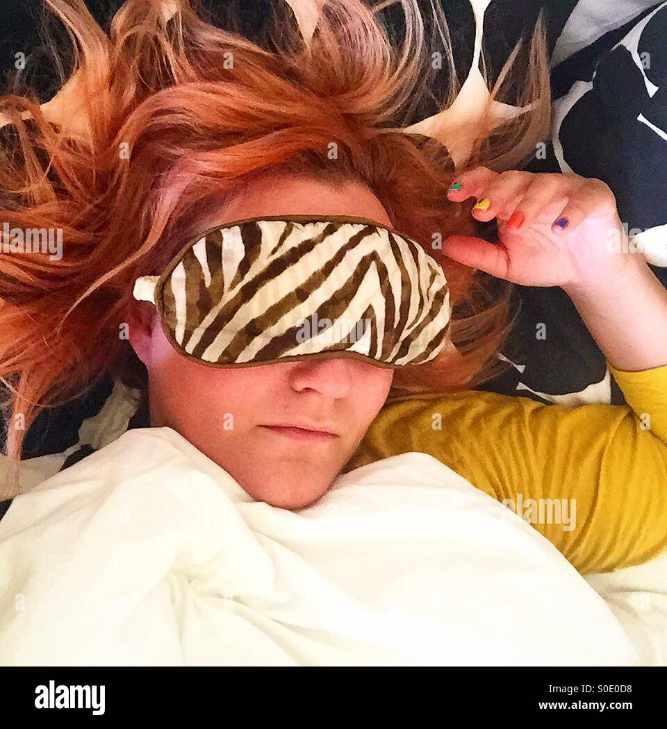 Sleeping with eye blind Stock Photo - Alamy