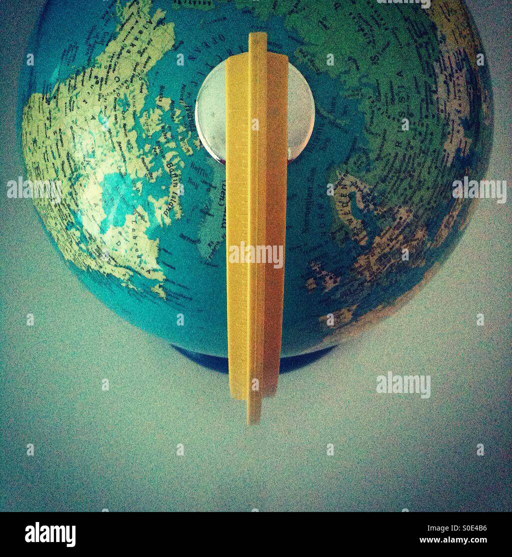 Globe with grain filter applied Stock Photo - Alamy
