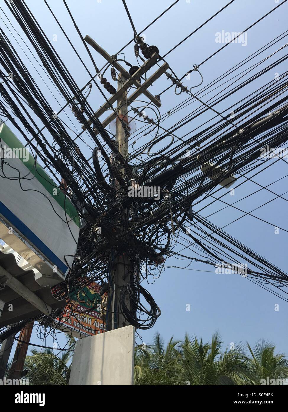 Street with electricity wires hi-res stock photography and images - Alamy