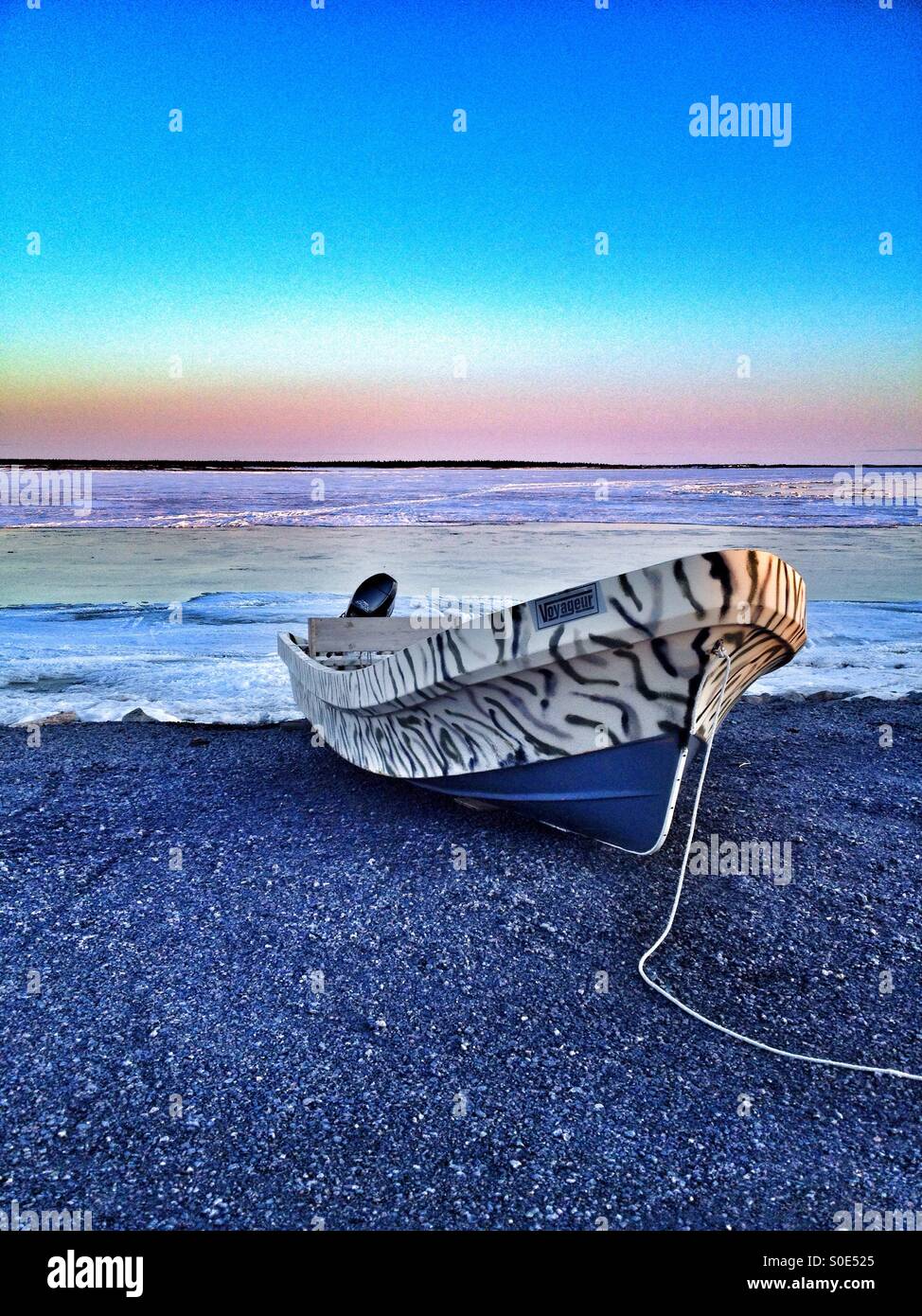 Boat , Hudson Bay, Quebec , Canada Stock Photo - Alamy