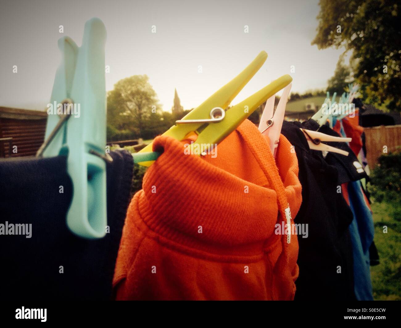 Washing on a washing line Stock Photo - Alamy