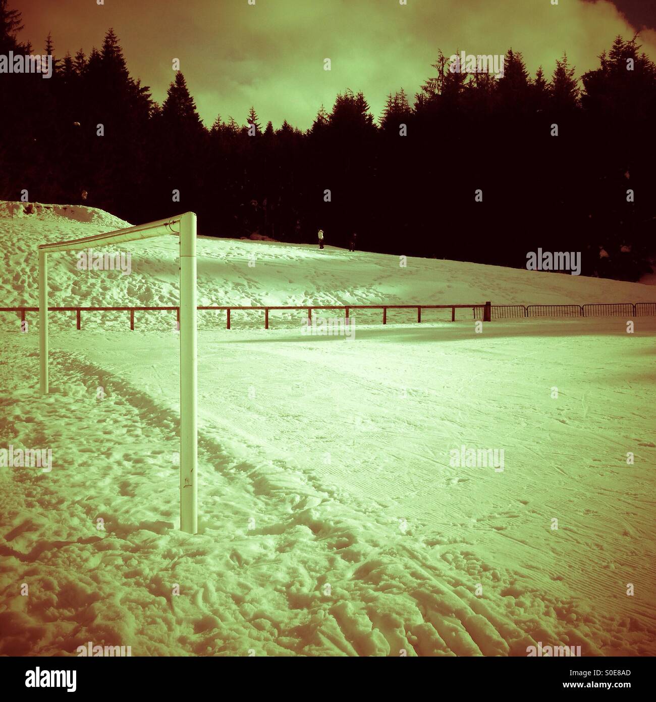 Winter football field Stock Photo - Alamy